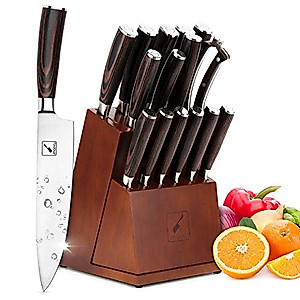 Knife Set, imarku 16-Piece Premium Kitchen Knife Set, Ultra Sharp Japanese Stainless Steel Knife Set with Block and Knife Sharpener, All-in-one Practical Knives Set for Kitchen, Father Day Gifts