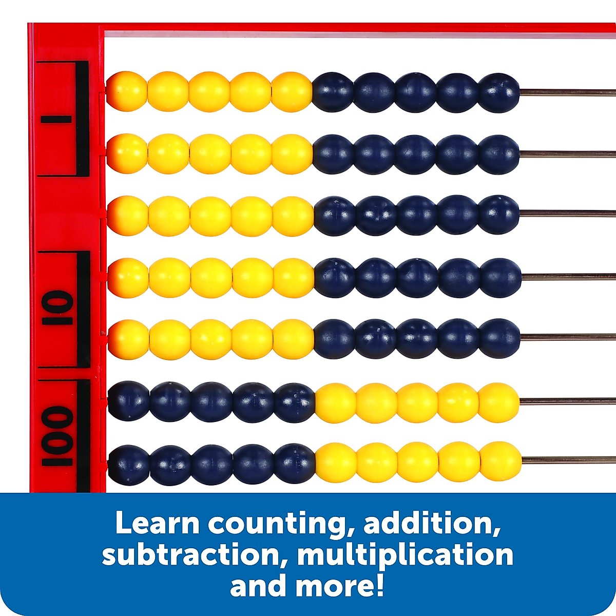 Learning Resources 2-Color Desktop Abacus, Red Frame, Color Coded, Math Concepts