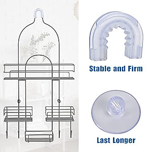 Shower Caddy Organizer, Hanging Shower Head Caddy, Shower Storage Rack, Bathroom Shower Shelf Organizer, Over Head Shower Caddy Rustproof with Hooks for Shampoo, Shower Gel, Soap, Towel, Sponge, Etc…