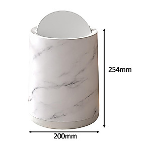 JISADER Marble Bathroom Trash Can Household Trash Bin Household Rubbish Bin Garbage Container Removable Inner for Living Room Dorm, White Small