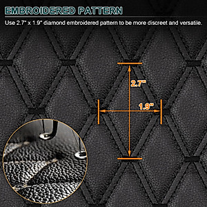 1 Yard Vinyl Faux Leather Quilted Fabric with 0.27" Foam Backed,63"Wide Leather Material for DIY Upholstery,1.9"×2.7"Diamonds Pattern,Black(Black Thread)