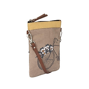 Mona B. Recycled, Upcycled Vintage Bike Canvas Collection with Vegan Leather Trim (Trust The Journey-Crossbody)