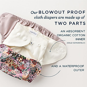 Esembly Cloth Diaper Outer, Swim Diaper, Waterproof Cloth Diaper Cover, Leak-Proof and Breathable Layer Over Prefolds, Flats or Fitteds, Reusable Diaper with Snap Closure - Size 1 (7-17lbs), Mist