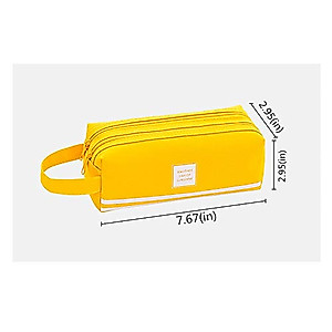 Large Capacity Pencil Bag Stationery Pouch Multi-Colored Pencil Bag Oxford Cloth Cosmetic Pouch Bag Compact Zipper Bag for Office & Student (Bag B-Yellow)