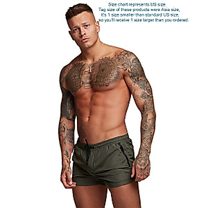 TONLEN Mens Swimwear Sports Shorts Swim Trunks with Zipper Pockets (US, Alpha, Large, Regular, Regular, Army Green)