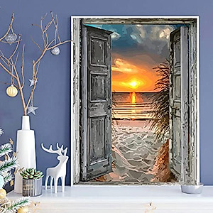 DOTZSO Door Diamond Painting Kits for Adults Diamond Art DIY Art Painting Wall Decoration for Gifts,DIY Painting for Adults' Paint-by-Number Kits Mosaic Making (12x16 Inches Beach Outside The)
