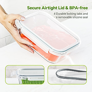 TUSEASY 3-Pack 35 oz Borosilicate Glass Food Storage Containers with Lids, Stackable Airtight Glass Meal Prep Containers for Lunch & Leftover, BPA-Free & Leak Proof, for Microwave, Oven, Dishwasher