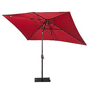 Abba Patio Rectangular Patio Umbrella Outdoor Market Table Umbrella with Push Button Tilt and Crank for Garden, Lawn, Deck, Backyard & Pool, 6.6 by 9.8 Ft, Red