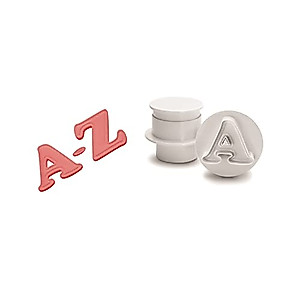 Ateco 5870 Alphabet Fondant Plunger Cutter and Embosser 26-Piece Set, White