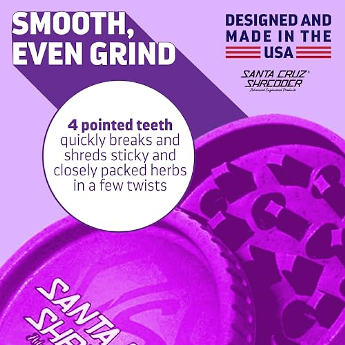 Santa Cruz Shredder Herb and Spice Grinder Made in USA (Purple)