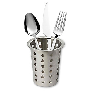 Tablecraft Flatware Cylinder Insert, Solid Stainless Steel Silverware Container for Kitchen Tools, Caddy Utensil Holder for Drying Cylinder, Commercial Foodservice and Restaurant Use