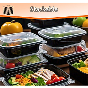 Mr Miracle Meal Prep Containers with Lids - 50 Pack, 24 Oz Take Out Containers With Lids - Leakproof, Microwave & Freezer Safe Disposable Food Containers for Meal Planning & Storage