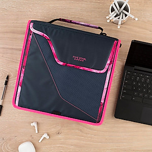 Five Star Zipper Binder, 3 Inch 3-Ring Binder for School, 5-Tab Expanding File, 850 Sheet Capacity, Removable Padded Case, Navy/Pink (292960D)