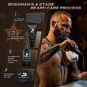 Bossman Relaxing Beard Balm - Tamer, Thickener, Relaxer and Softener Cream and Beard Care Product - Made in USA (Vetiver X Scent)