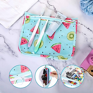 EzPacking Clear Zipper Pouches (Set of 2) / Transparent Reusable PVC Organizers for Women’s Purse or Tote Bag/Cute Slim Flat Japanese Style Watermelon Cactus Pencil Pouch for Travel (Watermelon)