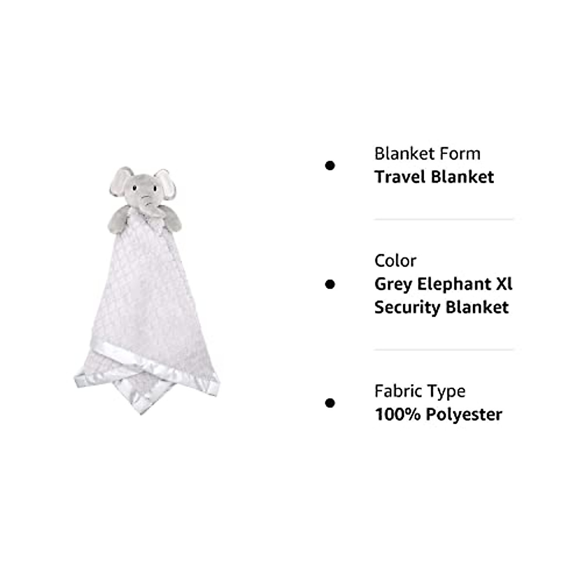 EVERYDAY KIDS Large Lovey Baby Security Blanket for Boys and Girls Sweet Elephant Stuffed Animal on 30” Gender Neutral Gray Snuggle Baby Blanket; Fluffy Fleece with Attached Plush Toy to Cuddle