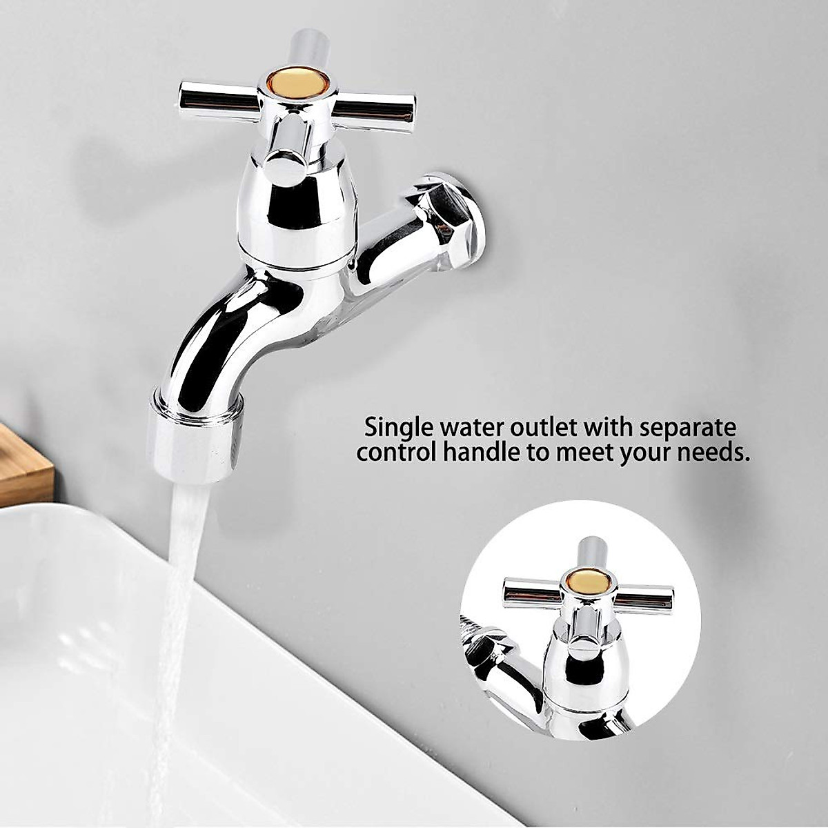 Nikou Kitchen Sink Faucet, ABS Water Faucet Washing Machine Sink Basin Cold Water Tap with Single Spout & Handle (Size : #3 Cross Handle)