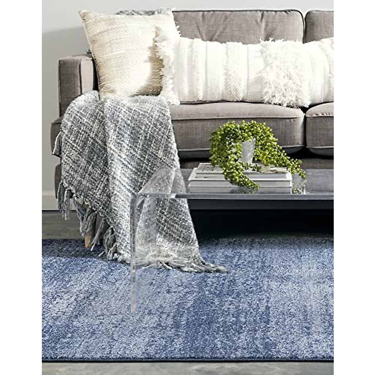 Rugs.com Angelica Collection Rug – 2' x 3' Navy Blue Medium Rug Perfect for Entryways, Kitchens, Breakfast Nooks, Accent Pieces