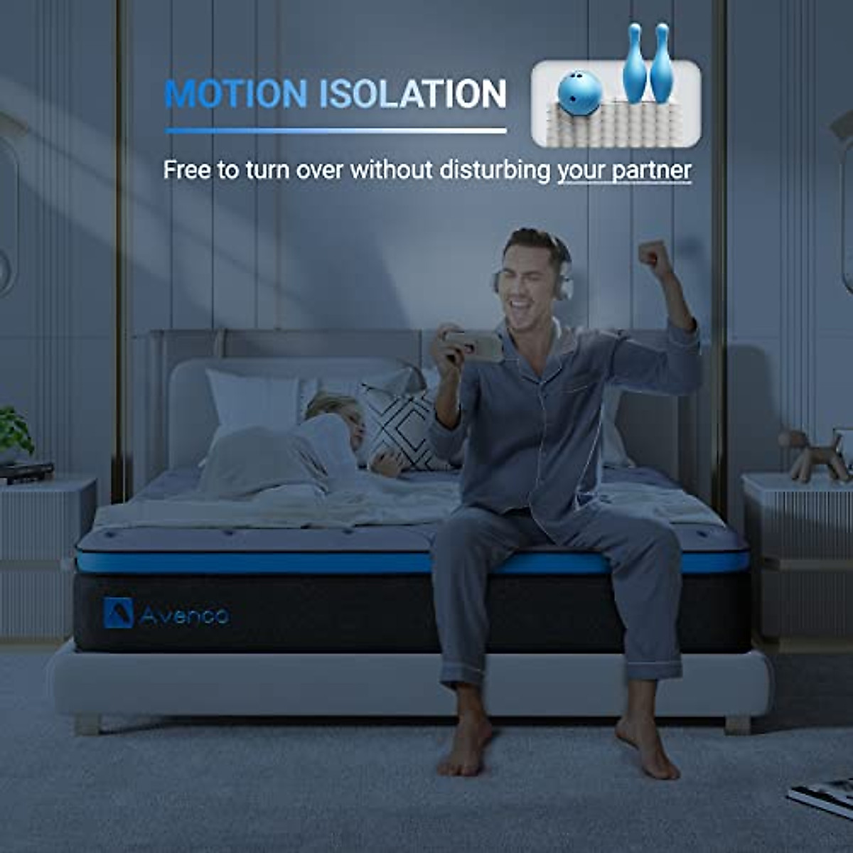 Avenco King Hybrid Mattress, 10 Inch King Size Mattress in a Box, Medium Firm Pocket Spring and Gel Memory Foam Mattress for Queen Bed, Max Loading 550LBS, CertiPUR-US, 100 Nights Trial