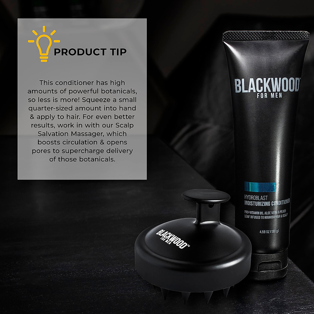 Blackwood For Men HydroBlast Moisturizing Conditioner - Deep Treatment for Damaged & Dry Hair - Natural Vegan Formula for Curly & Coarse Hair - Sulfate Free, Paraben Free, & Cruelty Free (7.76 Oz)
