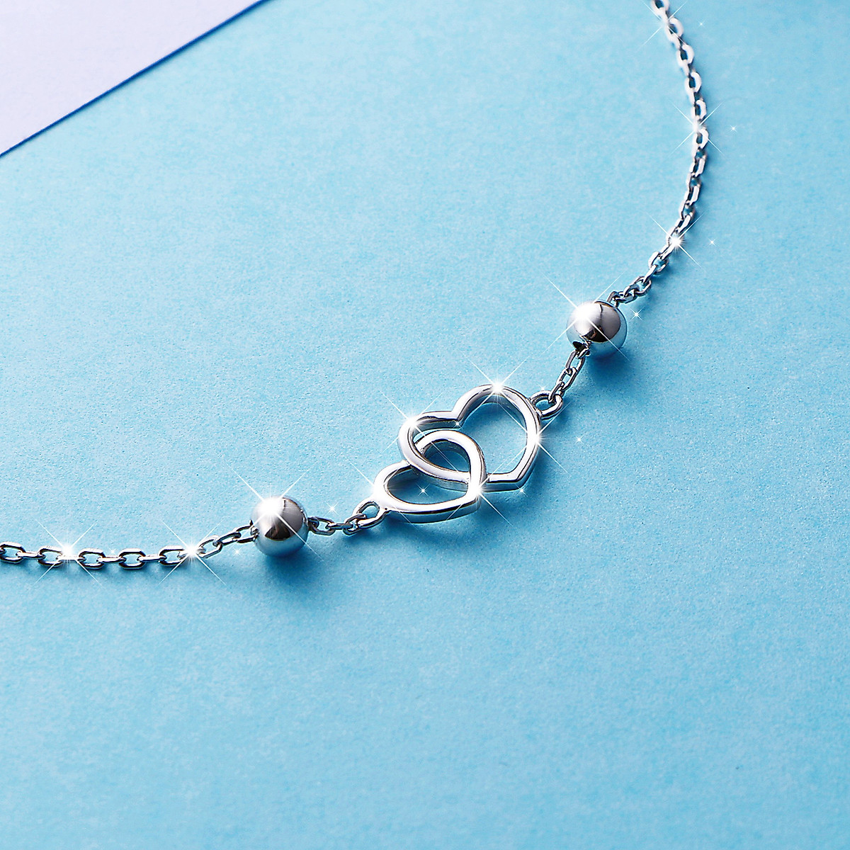 DAOCHONG Heart Anklet for Women S925 Sterling Silver Adjustable Foot Ankle Bracelet Jewelry