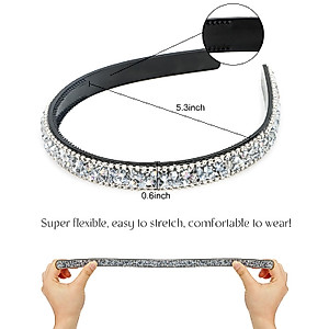 Wecoe Rhinestone Headband Women Silver Grey Comb Headband with Teeth Bling Sparkly Beaded Headband Non Slip Fashion Hair Band Birthday Holiday Homecoming Hair Accessories For Women Girls Gifts