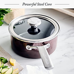 Merten & Storck European Crafted Steel Core Enameled Cookware, 2.1QT Saucepan Pot with Lid, Induction, PFAS & PTFE Free, Dishwasher Safe, Oven & Broiler Safe, Merlot Red