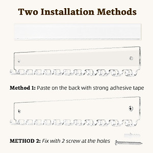 milylove Acrylic Necklace Holder 2 Pack Wall Mounted Necklace Organizer Hanging Jewelry Organizer with 12 Hooks for Necklaces, Bracelets, Rings and Bangles Display