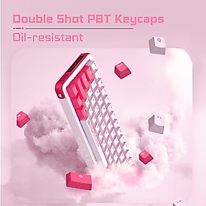 ROYALAXE Y68 TKL Wireless Mechanical Keyboard, Hot Swappable Wired/Bluetooth 5.0/2.4G Wireless Keyboard with RGB Light for Windows & Mac, PBT Keycap, Gateron G Yellow Pro Switch, Candy Pink