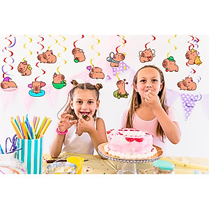 24 Pcs Capybara Hanging Swirls Capybara Ceiling Swirls Decorations Capybara Birthday Party Supplies for Capybara Birthday Baby Shower Decorations Capybara Party Decorations