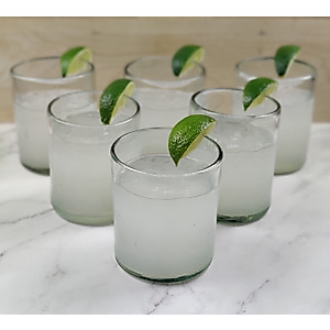 Dos Sueños Hand Blown Mexican Drinking Glasses – Set of 6 Natural Clear Tumbler Glasses (10 oz each)