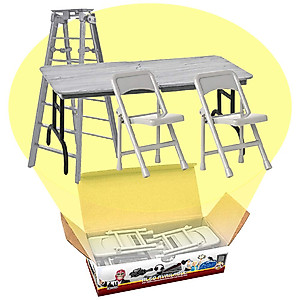 ULTIMATE Ladder, Table & Chairs Silver Playset for Wrestling Action Figures