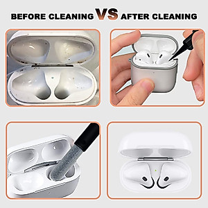 6 in 1 Keyboard Cleaner Kit Earphone Cleaner Kit with Brush Spong Pen Nibs for Electronic Cleaning Cellphone Hole Earbuds Monitor (Black)