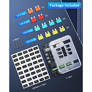 RANDPOW 12V Fuse Block, Upgraded 6 Circuit 12 Volt Blade Fuse Box Kit with Electrical Switch, ACC Interface, and LED Indicator, Fuse Panel Relay Box Kit for 12V/24V Automotive Marine Truck Car Boat RV