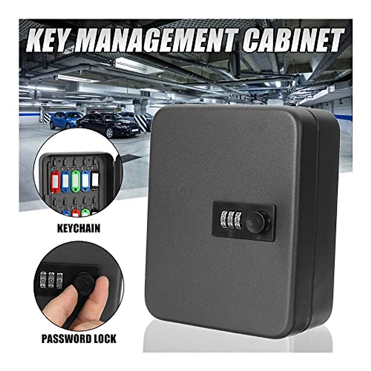 ESUALS Hidden Key Box Indoor Outdoor Password Organizer Key Safe Box Office Combination Lock Car Metal Security Home Storage Cabinet Wall Mounted Key Lock Box Wall Mount