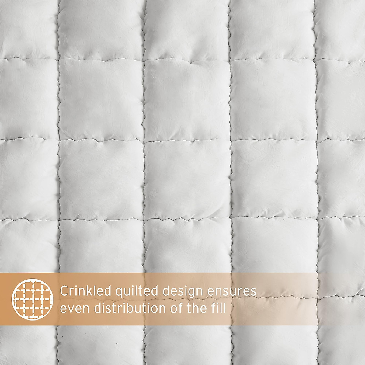 Intelligent Design Twin Mattress Pad, Overfilled High Density Down Alternative Fill, Extra Fluffy 3D Puff Mattress Topper Soft Microfiber Mattress Cover, Fitted Pocket Fits Up to 18", Queen, White