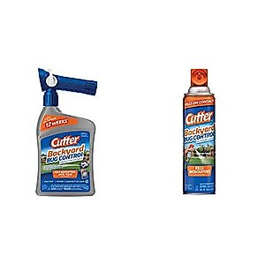 Cutter Backyard Bug Control Spray Concentrate, 32 Oz and Backyard Bug Control Outdoor Fogger, Kills Mosquitos, Gnats & Flies, Perfect for Backyards, Decks, Patios, 16 Ounce