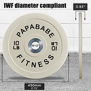PAPABABE Bumper Plate 2-inch, Color Coded Olympic Bumper Plate with Steel Hub, Bumper Weights Set with High Density Rubber(10LB Pair)