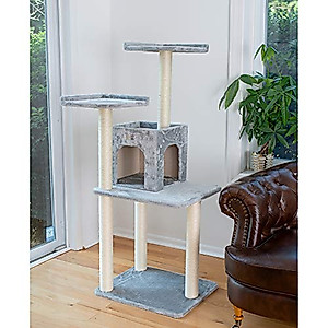 Gleepet GP78571022 Cat Tree, Real Wood Play House, Silver Gray,14 D x 27 6 W x 57 H
