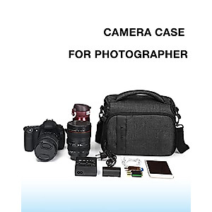 BAGSMART Camera Bag Padded Camera Shoulder Bag for Photographers, Waterproof Camera Bags & Cases with Rain Cover for SLR DSLR, Lenses, Accessories, Grey