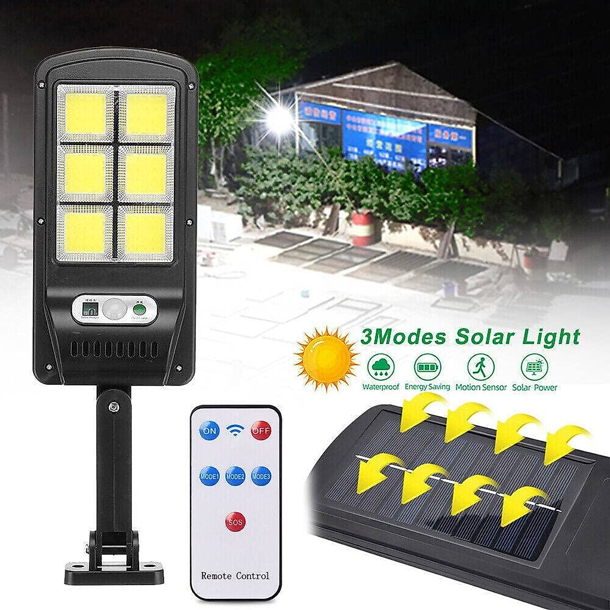 120 COB LED Solar PIR Street Light Motion Sensor Wall Lamp Outdoor Waterproof