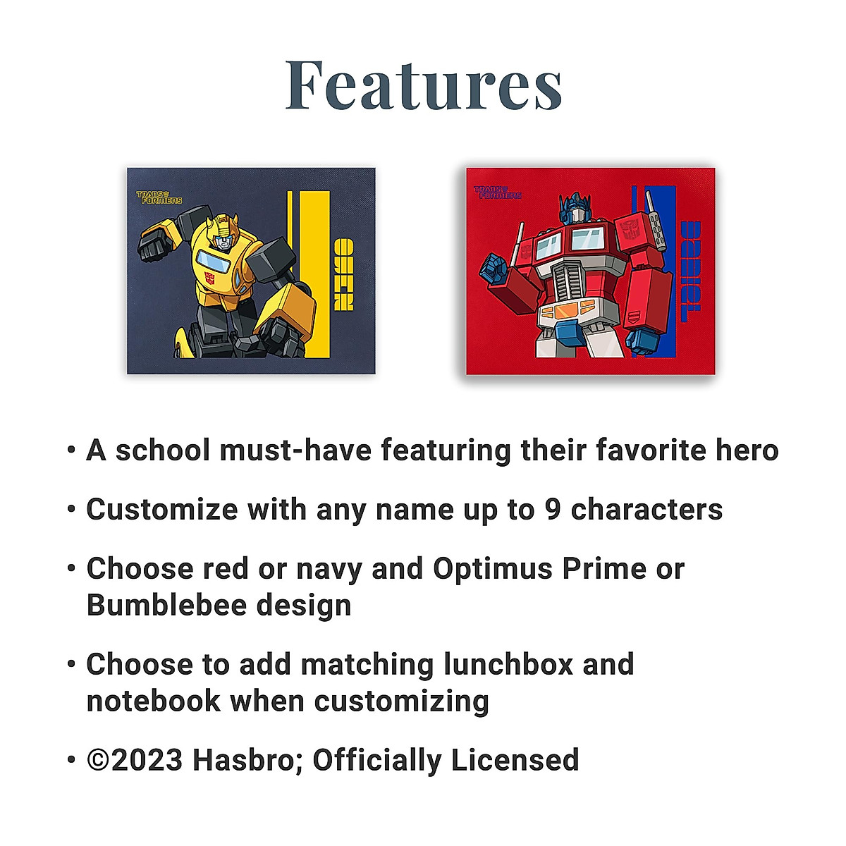 Let's Make Memories Personalized Backpack with Lunch Box (Optional) - TRANSFORMERS - Red - Optimus Prime