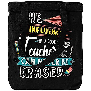 utuher Teacher Appreciation Gifts, Canvas Tote Bag for Teacher, Reusable Grocery Bags for Women, Best Teacher Gifts for Graduation (Black)