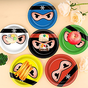 Naozinebi 72PCS Ninja Birthday Plates Ninja Party Supplies Ninja Warrior Tableware Ninja Master Plates Karate Disposable Plate Dessert Paper Plates for Boys Girls Kids Baby Shower Favors 6.7*6.7inch