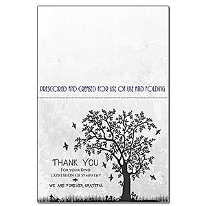 Funeral thank you cards with envelopes Celebration of life Floral Tree acknowledgment memorial Sympathy Christian Thank you notes (40 Pack)