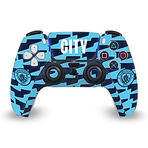 Head Case Designs Officially Licensed Manchester City Man City FC City Pattern Logo Art Vinyl Faceplate Sticker Gaming Skin Decal Cover Compatible With Sony PlayStation 5 PS5 DualSense Controller