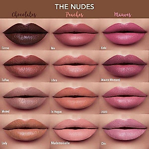 Juvia's Place The Nude Velvety Matte Lipstick Libra - Nude Matte Lipstick, Long-lasting Matte Lipstick, Rich-Color Lip Makeup, Creamy Lipstick with Matte Finish, Beauty & Lip Products