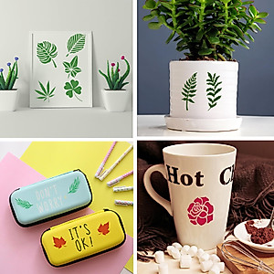 28 Pieces Leaf Stencils for Painting on Canvas Reusable Palm Fern Turtle Tropical Leaf Stencil for Craft Drawing Template Stencil for Wood Wall Paper Furniture DIY Scrapbooks Crafts Home Decor (Leaf)