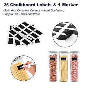 Tiawudi Airtight Food Storage Containers, 16pcs Plastic Containers for Kitchen Organization, Pantry Organization and Storage, Ideal for Spaghetti, Cereal, Flour & Sugar, with Labels and Spoon Set