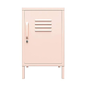 REALROOMS Shadwick 1 Door Metal Locker Style Livingroom End Table, Pink